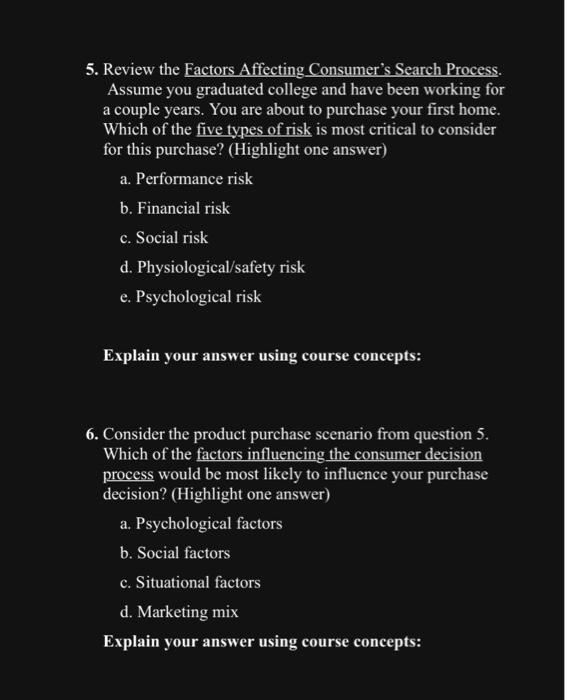 Solved 5. Review the Factors Affecting Consumer's Search | Chegg.com