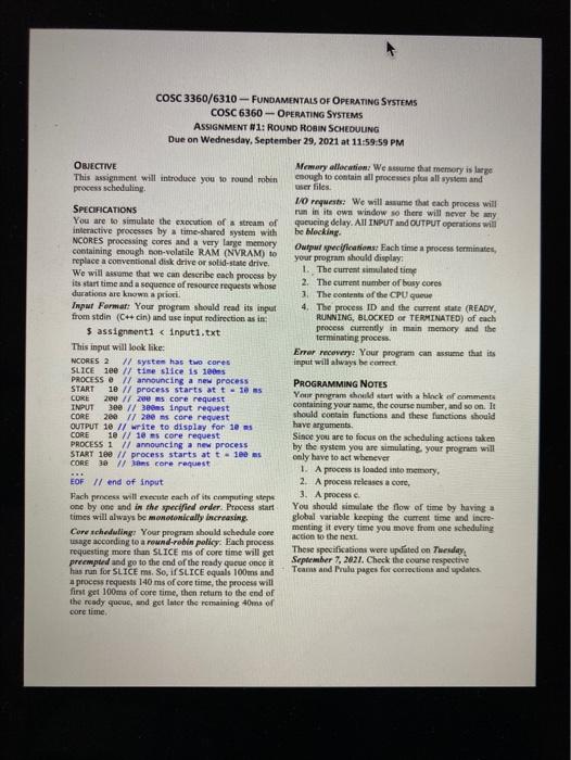 COSC 3360/6310 -FUNDAMENTALS OF OPERATING SYSTEMS | Chegg.com