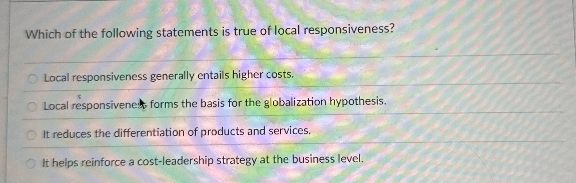 Solved Which of the following statements is true of local | Chegg.com