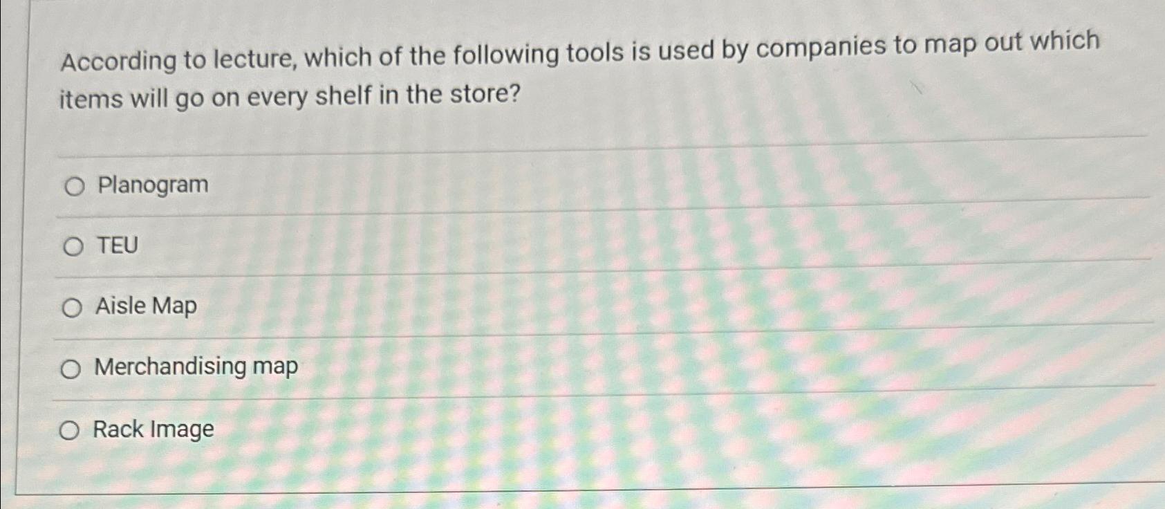 Solved According to lecture, which of the following tools is | Chegg.com