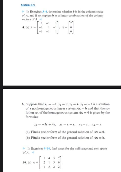 Solved In Exercises 3-4, determine whether b is in the | Chegg.com