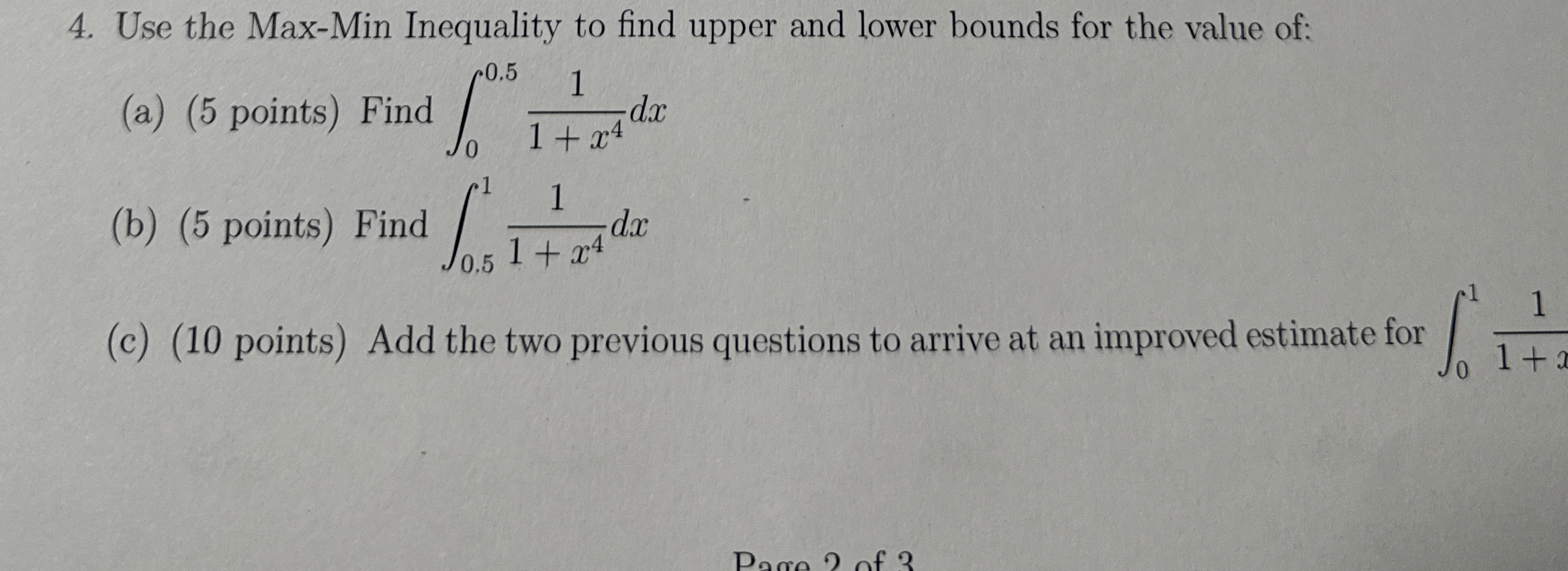 Solved Use the Max-Min Inequality to find upper and lower | Chegg.com
