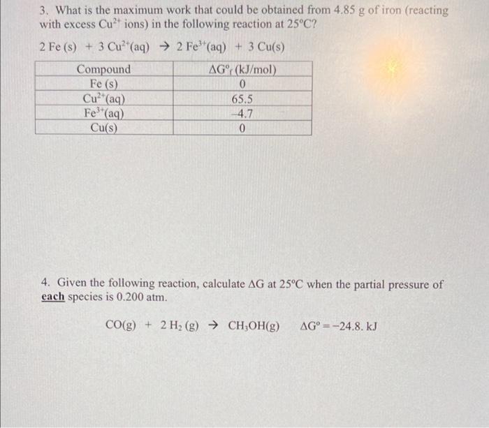 Solved 3. What is the maximum work that could be obtained | Chegg.com