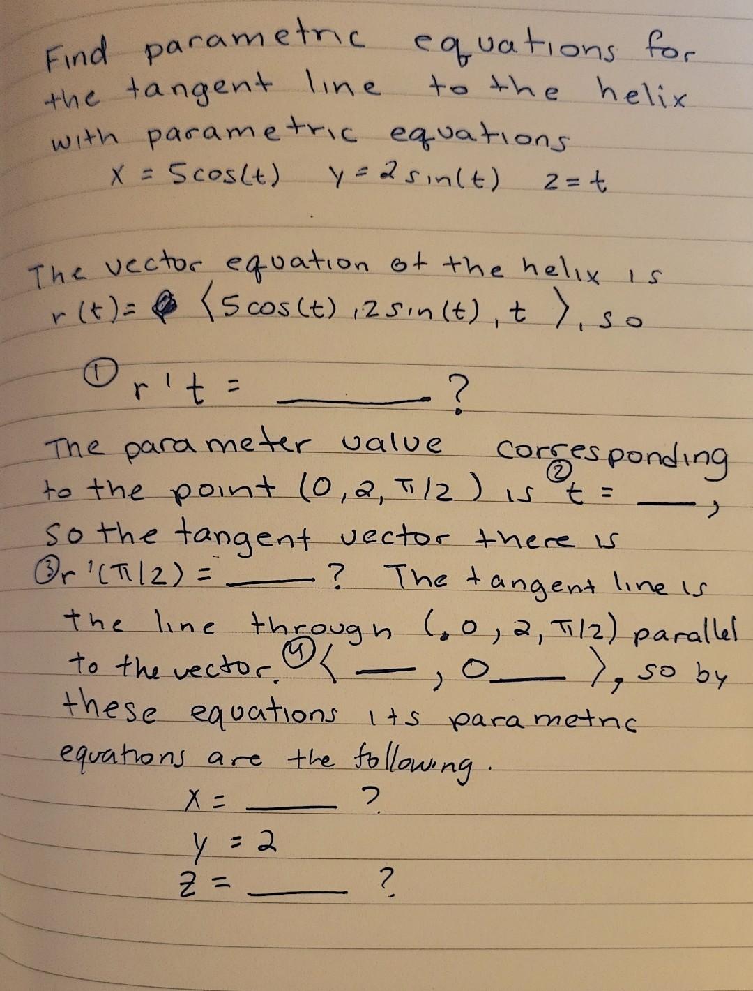 Solved equations for to the helix with parametric equations | Chegg.com