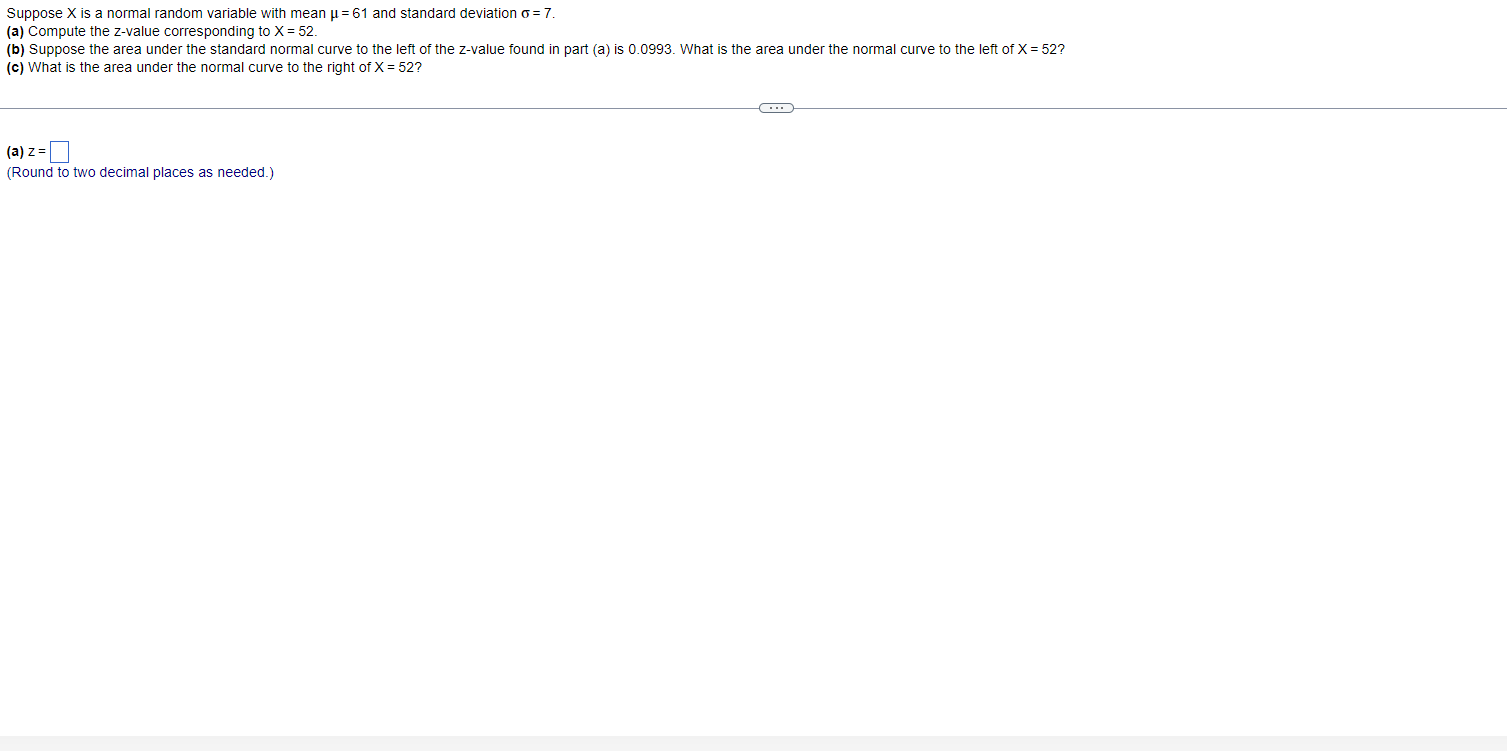 Solved Suppose x ﻿is a normal random variable with mean μ=61 | Chegg.com