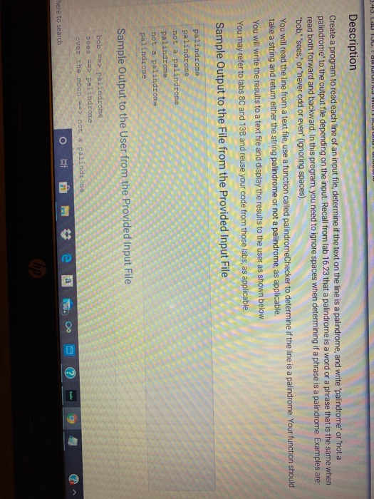 Solved 16.43 Lab 13C: Palindromes with Files and Functions | Chegg.com