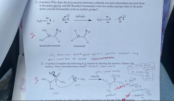 Solved 21. (4 points) Why does the S2 reaction between a | Chegg.com