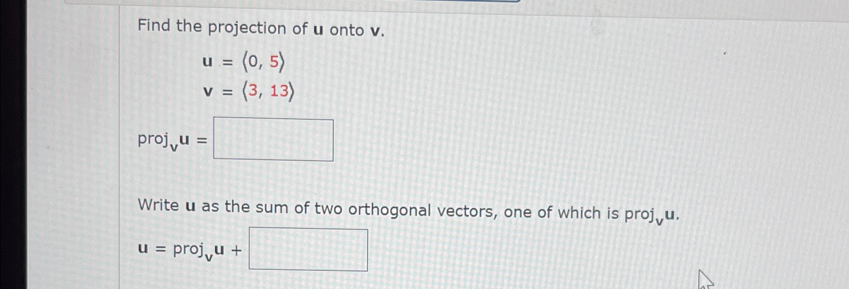 Find the projection of u ﻿onto | Chegg.com