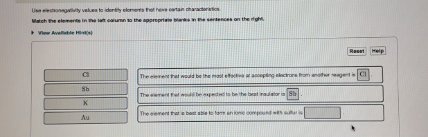Solved Use electronegativity values to identify elements | Chegg.com