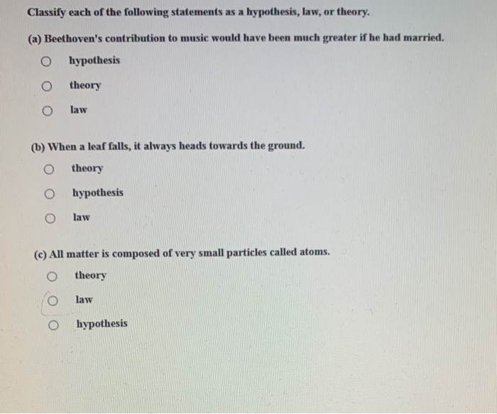 Solved Classify each of the following statements as a | Chegg.com