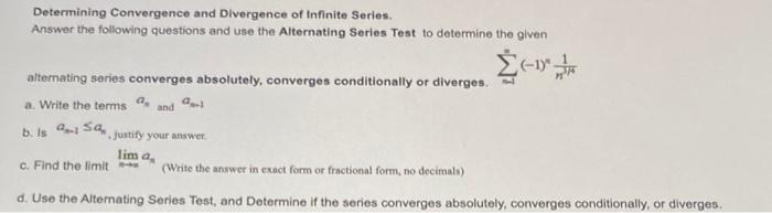 Solved Determining Convergence and Divergence of Infinite | Chegg.com