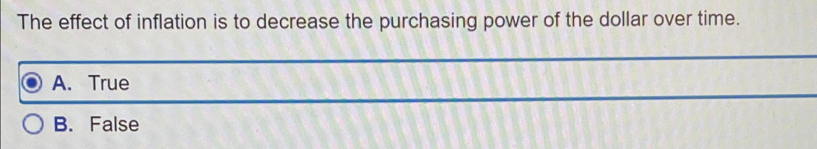Solved The effect of inflation is to decrease the purchasing | Chegg.com