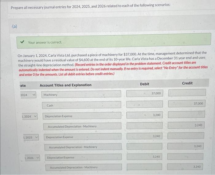 Solved Prepare all necessary journal entries for 2024,2025 , | Chegg.com