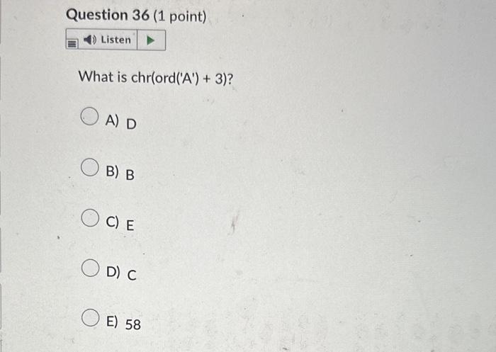Solved What Is Chr Ord A 3 A D B B C E D C E 58