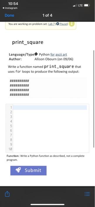 Solved LTE 10:54 Instagram Done 1 of 4 You are working on | Chegg.com