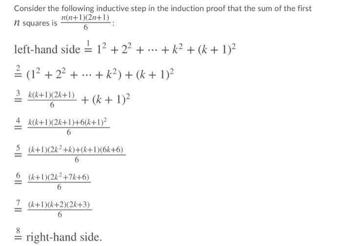 Solved Consider the following inductive step in the | Chegg.com