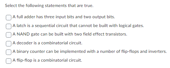 Solved Select the following statements that are true.A full | Chegg.com