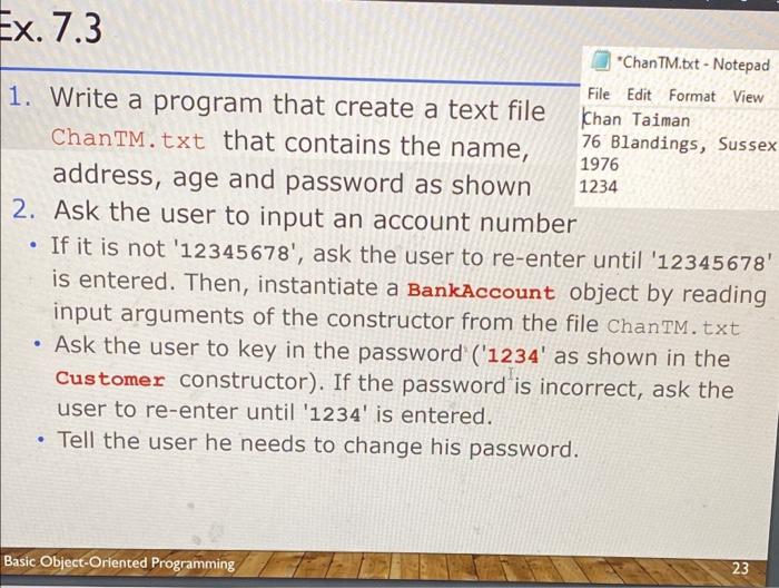 Solved "ChanTM.txt-Notepad 1. Write a program that create a | Chegg.com