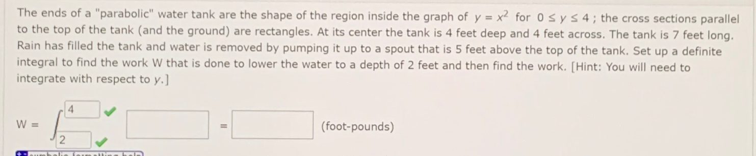 Solved The ends of a "parabolic" water tank are the shape of | Chegg.com