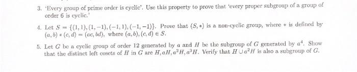 Solved 3. Every group of prime order is cyclic'. Use this | Chegg.com