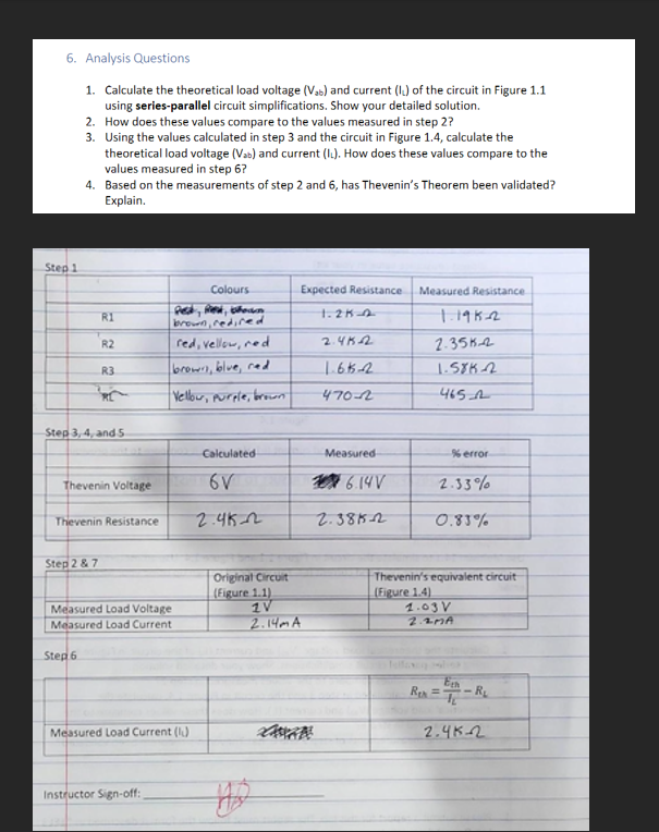 Analysis QuestionsCalculate the theoretical load | Chegg.com