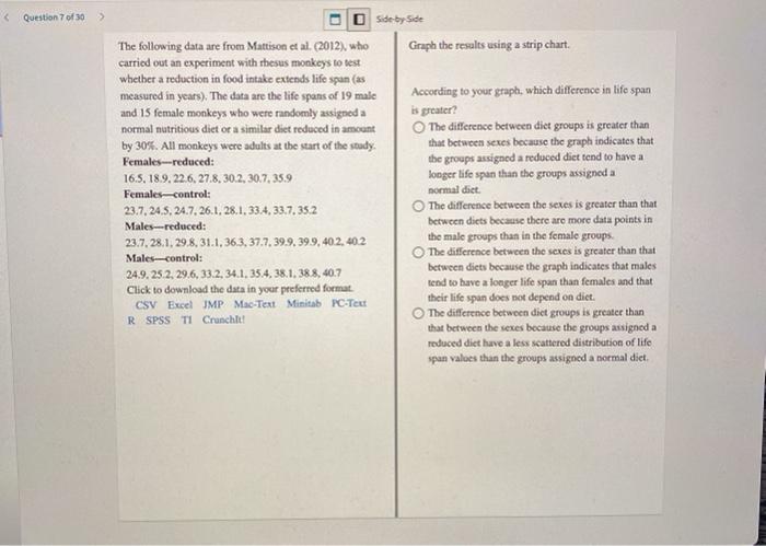 Question 7 of 30 Side by Side Graph the results using | Chegg.com
