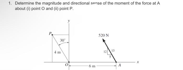 Solved 1 Determine The Magnitude And Directional Sense Of