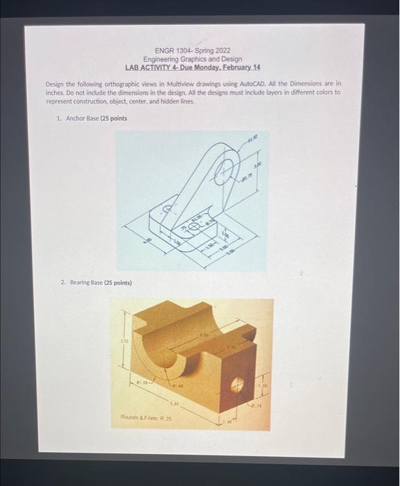 Solved ENGR 1304- Spring 2022 Engineering Graphics and | Chegg.com