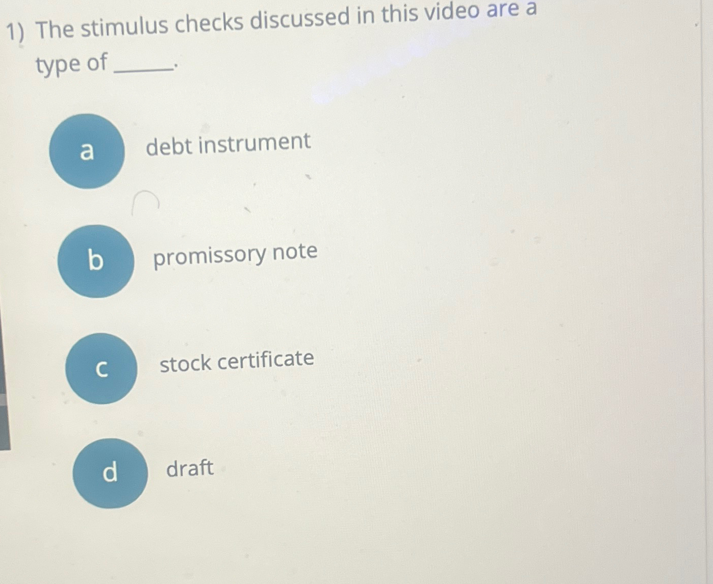 Solved The stimulus checks discussed in this video are a | Chegg.com