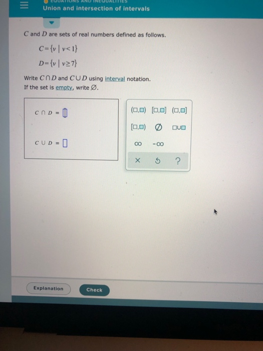 Solved Union and intersection of intervals C and D are sets | Chegg.com