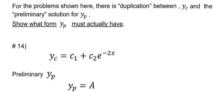 Solved For the problems shown here, there is "duplication" | Chegg.com