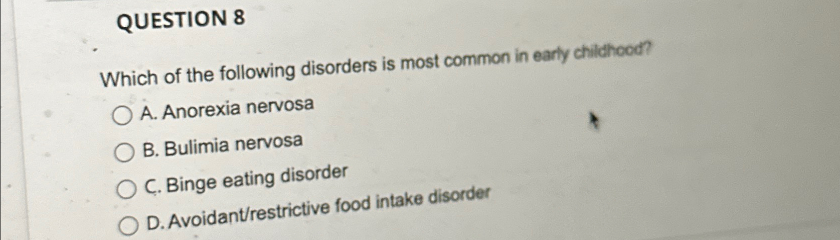 Solved QUESTION 8Which of the following disorders is most | Chegg.com