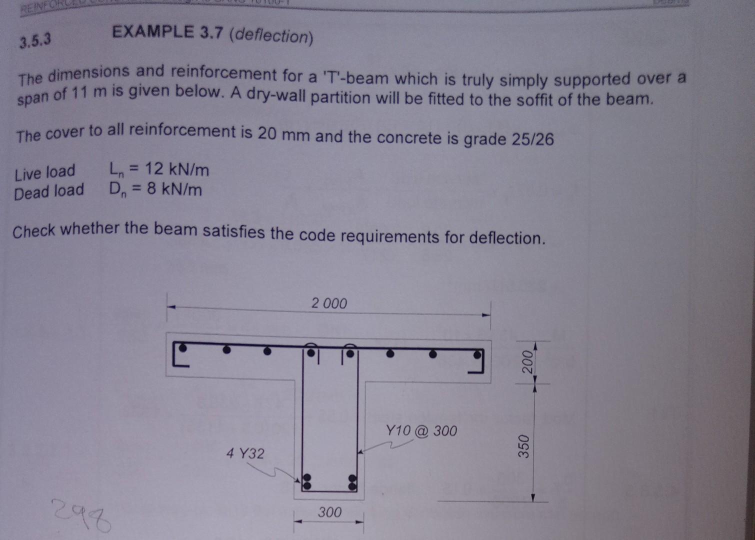 The dimensions and reinforcement for a 'T'-beam which | Chegg.com