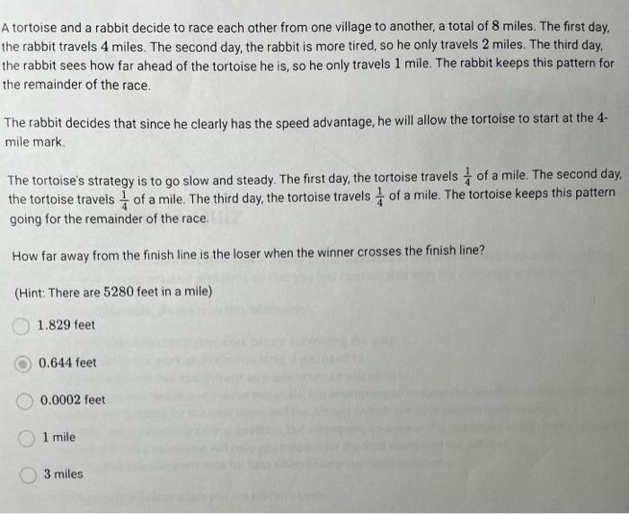 Solved A tortoise and a rabbit decide to race each other | Chegg.com