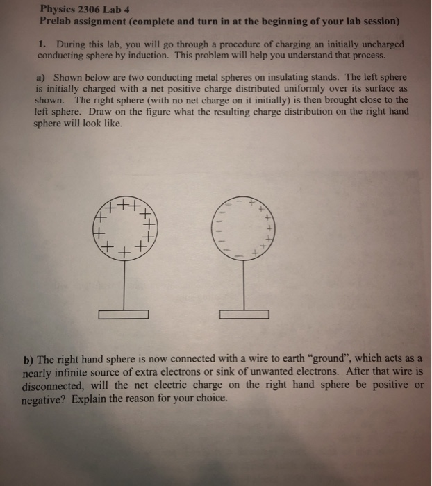 Solved Physics 2306 Lab 4 Prelab assignment (complete and | Chegg.com