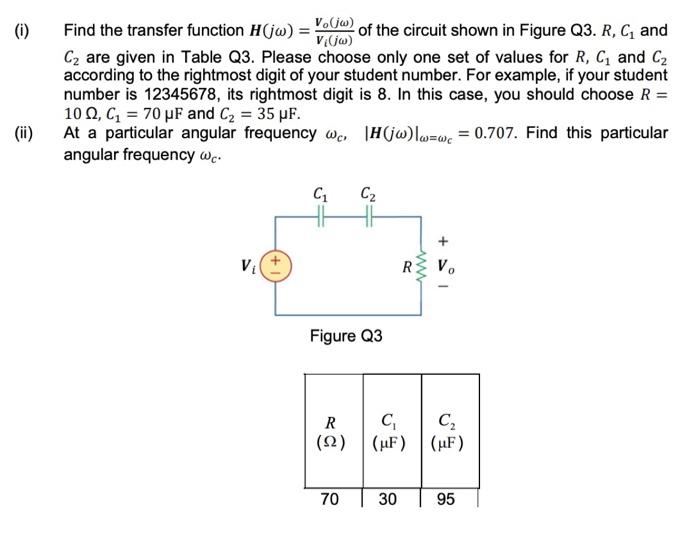 Solved (0) Volw) Find the transfer function H(jw) = V.jw) of | Chegg.com
