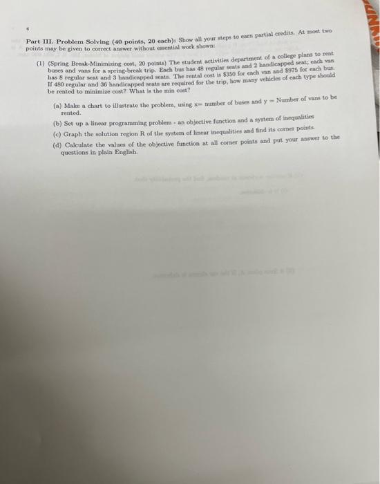 Solved Show all your steps to earn partial credits. At most | Chegg.com