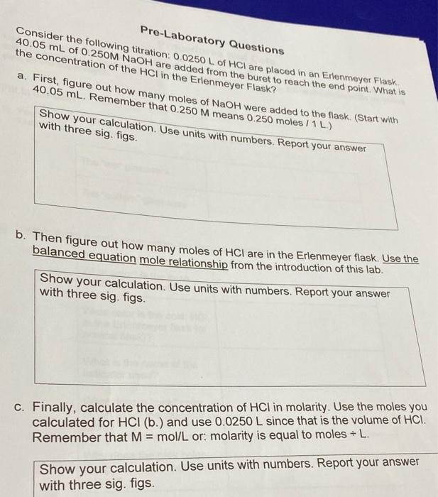 Solved Pre-Laboratory Questions Consider the following | Chegg.com