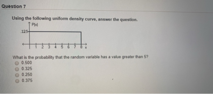 Solved Question 7 Using the following uniform density curve, | Chegg.com