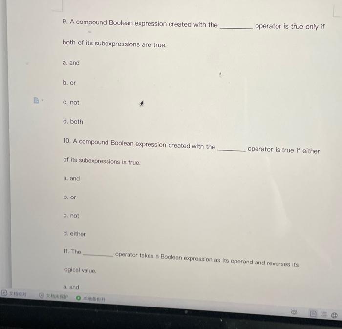 9. A compound Boolean expression created with the | Chegg.com