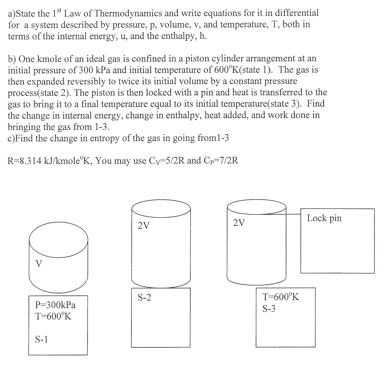 Solved State the 1st Law of Thermodynamics and write | Chegg.com