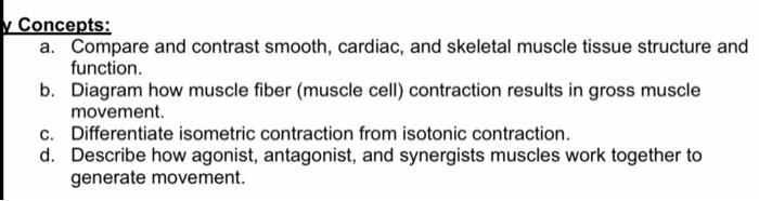 Solved Concepts: a. Compare and contrast smooth, cardiac, | Chegg.com