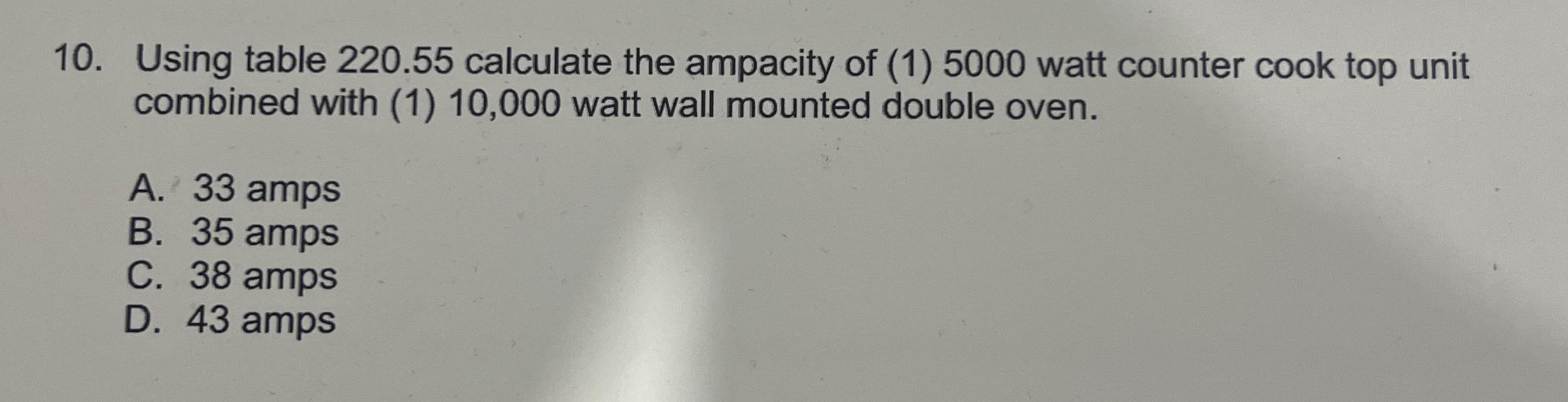 Solved Using table 220.55 ﻿calculate the ampacity of | Chegg.com