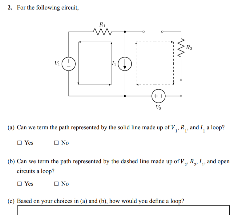 Solved For the following circuit,(a) ﻿Can we term the path | Chegg.com
