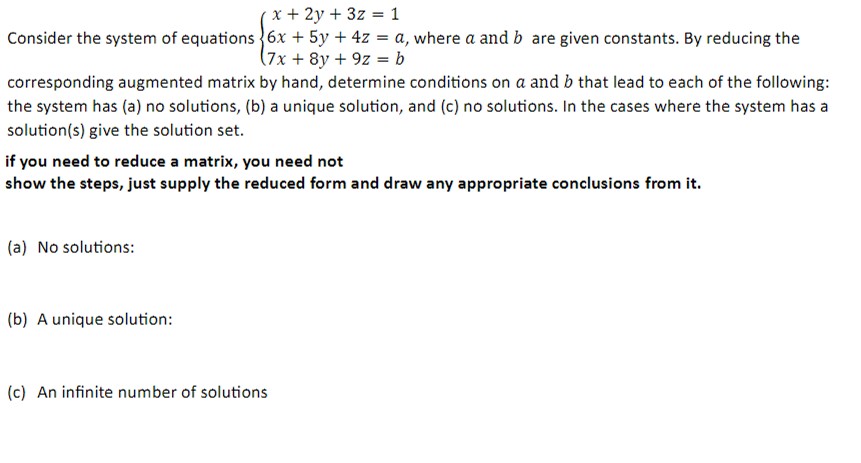 Solved Consider the system of equations x+2y+3z=16x+5y+4z=a, | Chegg.com