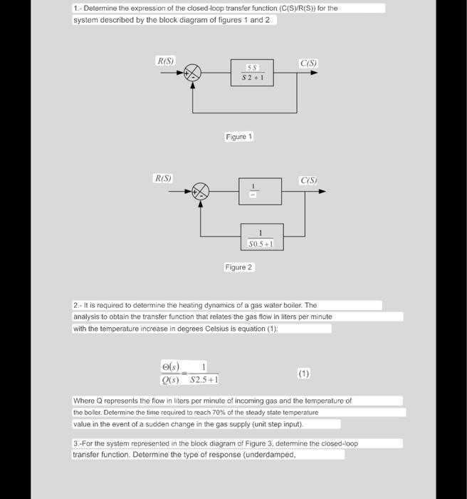 Solved 1. Determine the expression of the closed-loop | Chegg.com
