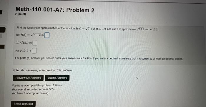 Solved Find The Local Linear Approximation Of The Function 4888
