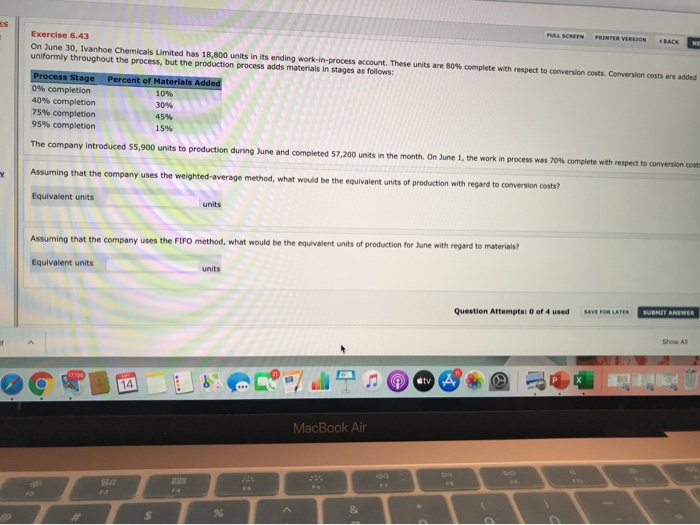 Solved ES FULL SCREEN PRINTER VERSION & BACK NE Exercise | Chegg.com