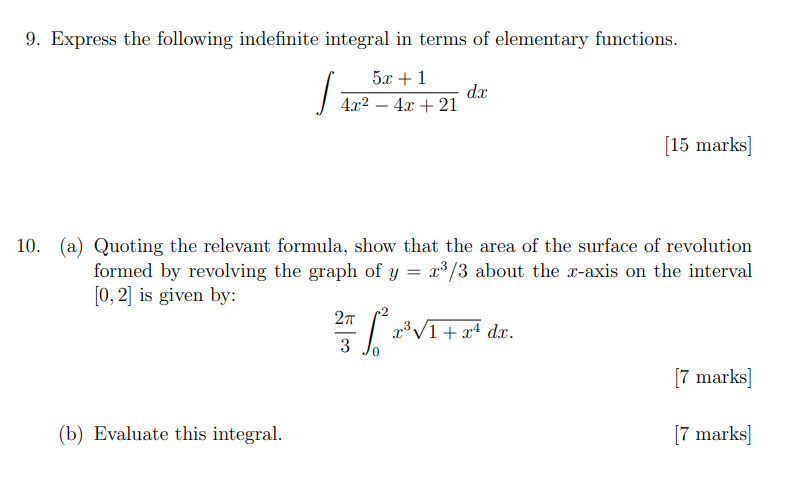 Solved Express the following indefinite integral in terms of | Chegg.com
