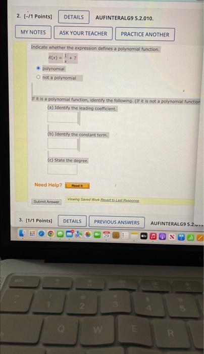 Solved Indicate whether the expression defines a polynomial | Chegg.com